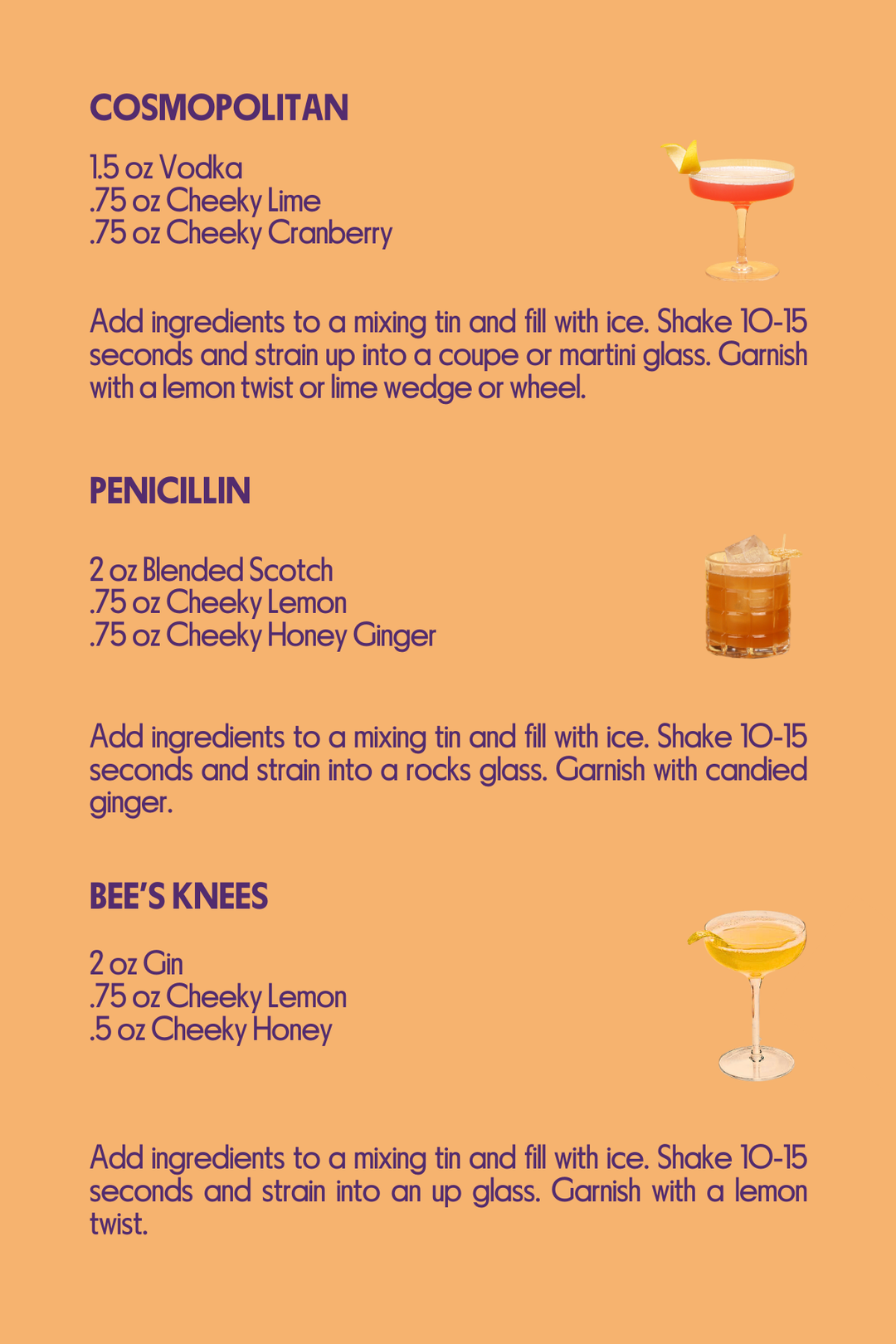 Cheeky Cocktails Recipe Cards